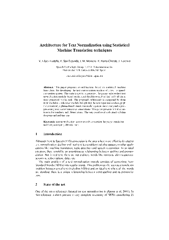 (PDF) Architecture for text normalization using statistical machine ...