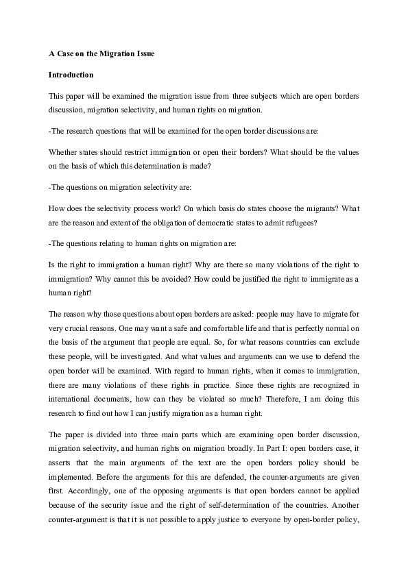 (DOC) A Case on the Migration Issue
