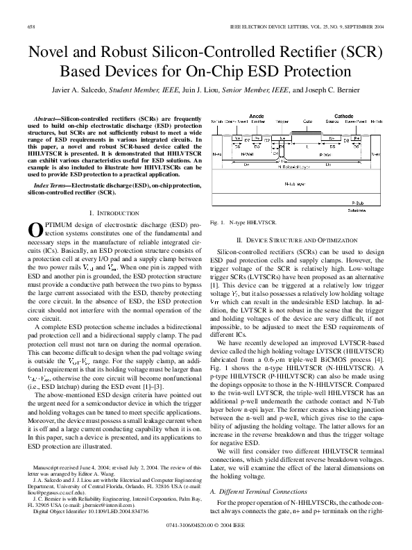 (PDF) Novel and Robust Silicon-Controlled Rectifier (SCR) Based Devices ...
