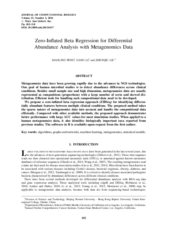 (PDF) Zero-Inflated Beta Regression for Differential Abundance Analysis ...