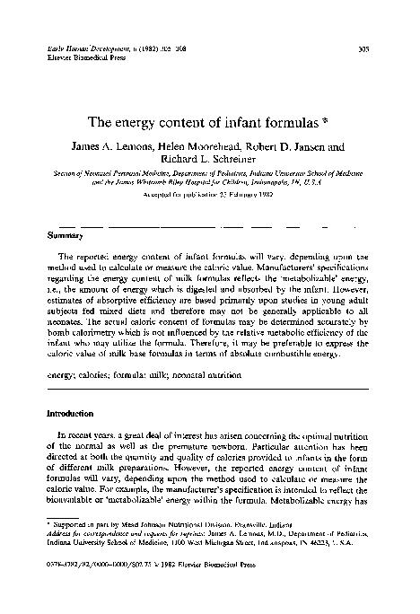 (PDF) The energy content of infant formulas