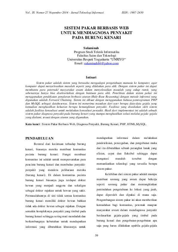 (PDF) Sistem Pakar Berbasis Web untuk Mendiagnosa Penyakit ...