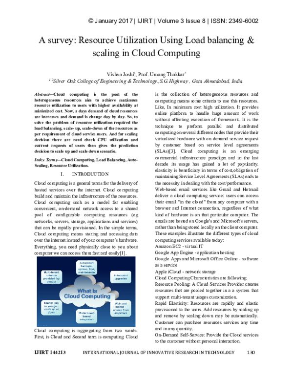 (PDF) A survey: Resource Utilization Using Load balancing & scaling in ...
