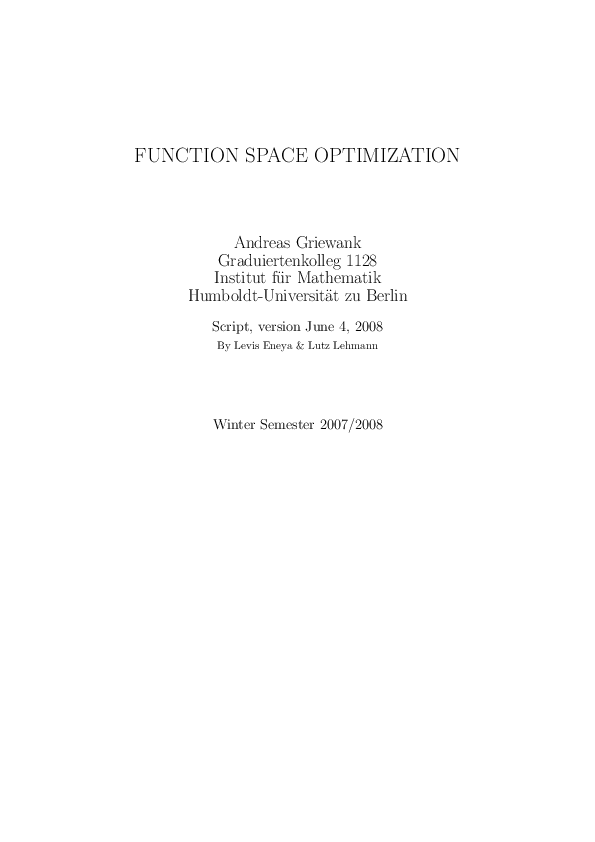 (PDF) Function Space Optimization