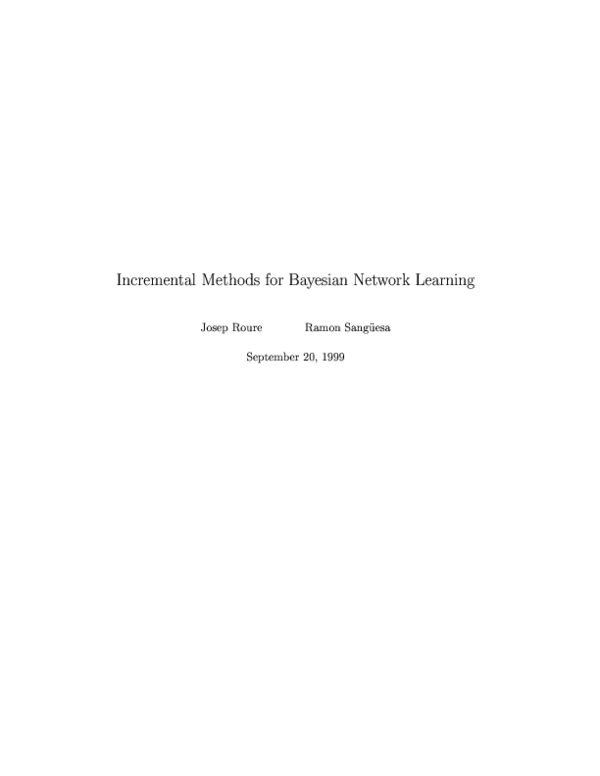 Pdf Incremental Methods For Bayesian Network Learning