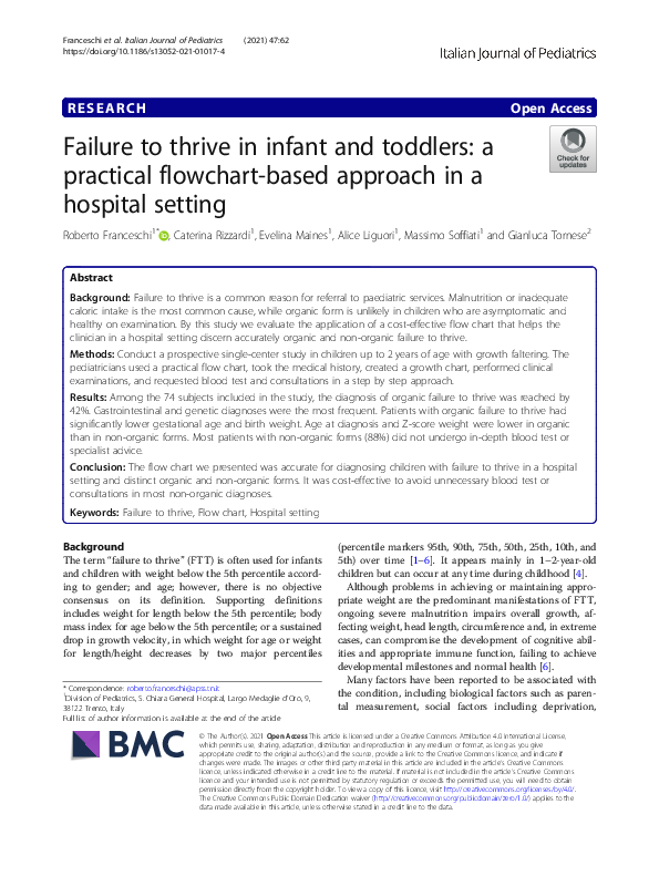 (PDF) Failure to thrive in infant and toddlers: a practical flowchart ...