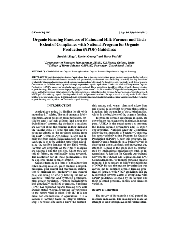 (PDF) Organic Farming Practices of Plains and Hills Farmers and Their ...