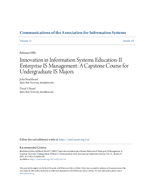 (PDF) Innovation in Information Systems Education-II Enterprise IS ...