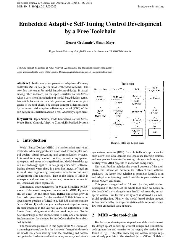 (PDF) Embedded Adaptive Self-Tuning Control Development by a Free Toolchain