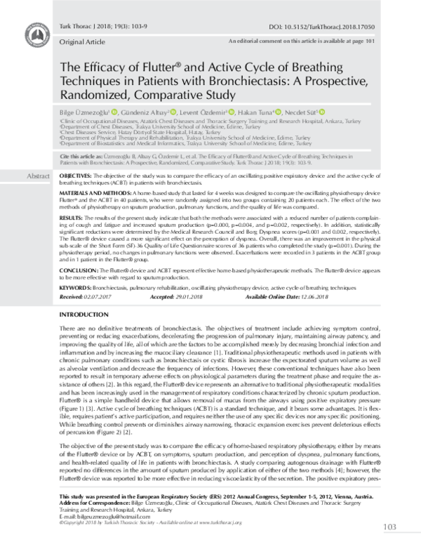 (PDF) The Efficacy of Flutter® and Active Cycle of Breathing Techniques ...