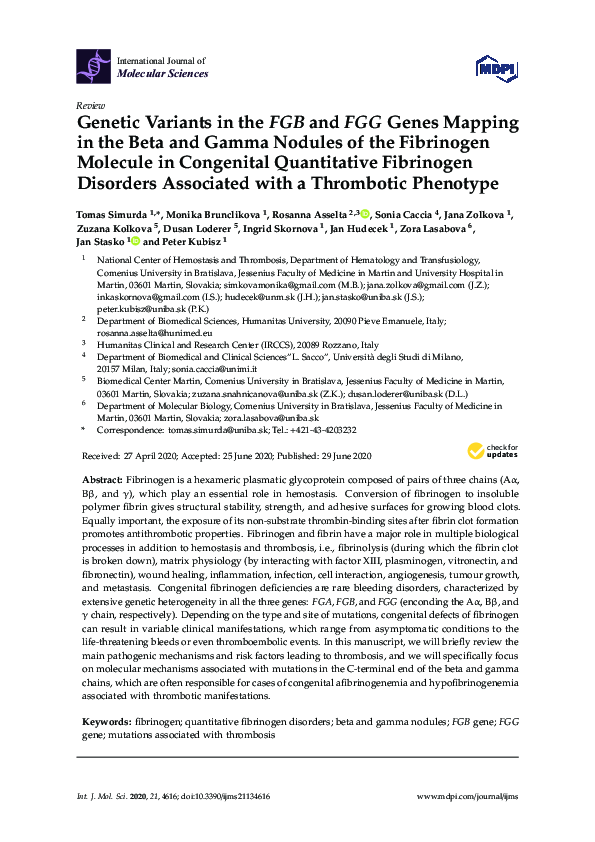 (PDF) Genetic Variants in Fibrinogen Disorders