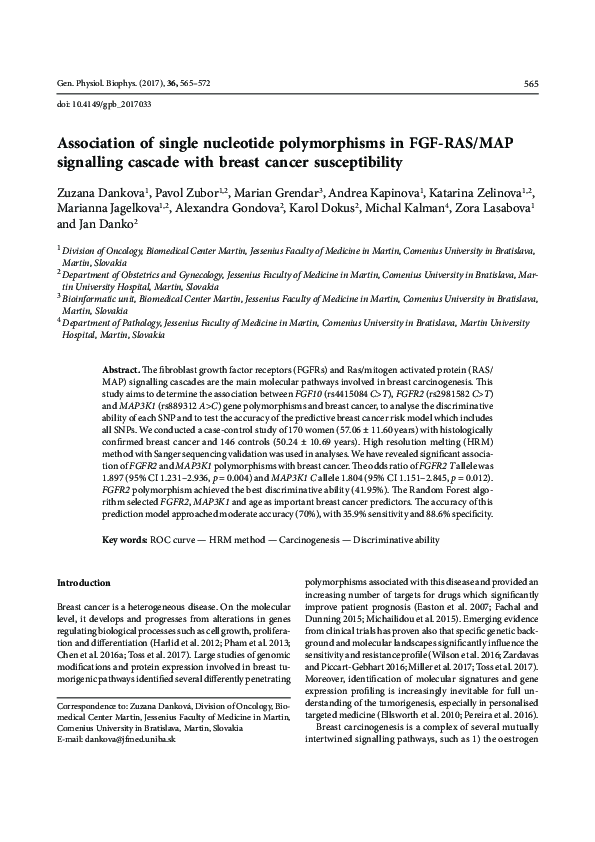 (PDF) Association of single nucleotide polymorphisms in FGF-RAS/MAP ...
