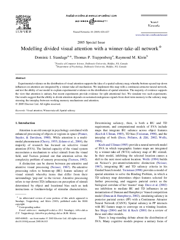(PDF) Modelling divided visual attention with a winner-take-all network
