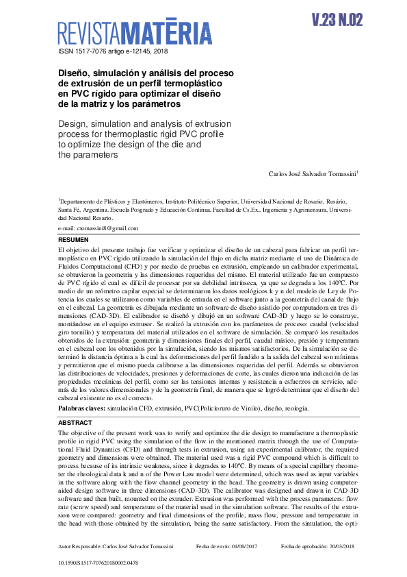 (PDF) Design, simulation and analysis of extrusion process for ...