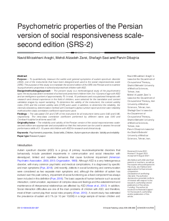 (PDF) Psychometric properties of the Persian version of social ...