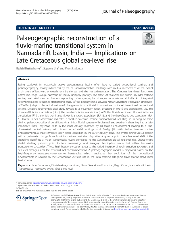 (PDF) Palaeogeographic reconstruction of a fluvio-marine transitional ...