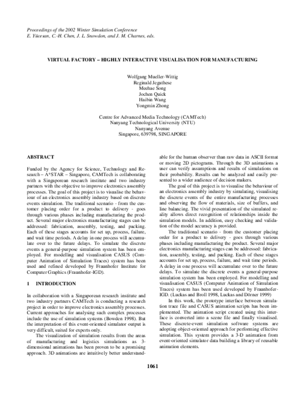 (PDF) Virtual Factory-Highly Interactive Visualisation for Manufacturing (PDF) Virtual Factory-Highly Interactive Visualisation for Manufacturing