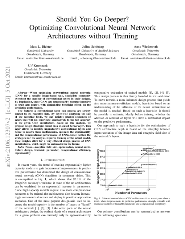 (PDF) Should You Go Deeper? Optimizing Convolutional Neural Network Architectures without ...