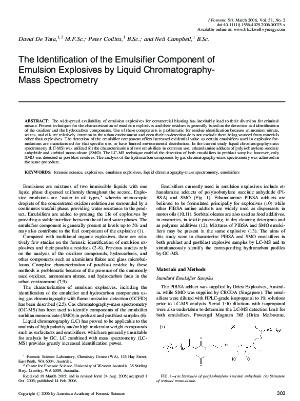 (PDF) The Identification of the Emulsifier Component of Emulsion ...