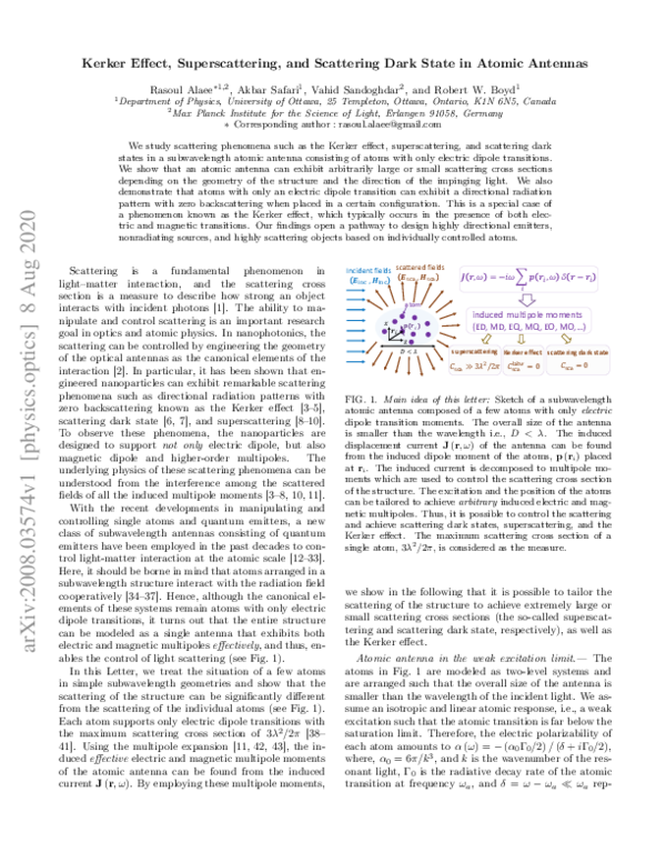 (PDF) Kerker effect, superscattering, and scattering dark states in ...