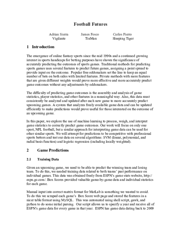 (PDF) 1 Introduction Football Futures