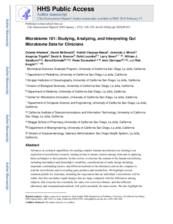 (PDF) Microbiome 101: Studying, Analyzing, and Interpreting Gut ...