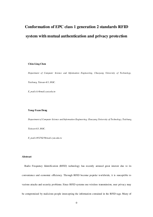 (PDF) Conformation of EPC Class 1 Generation 2 standards RFID system ...