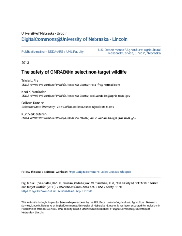 (PDF) The safety of ONRAB® in select non-target wildlife