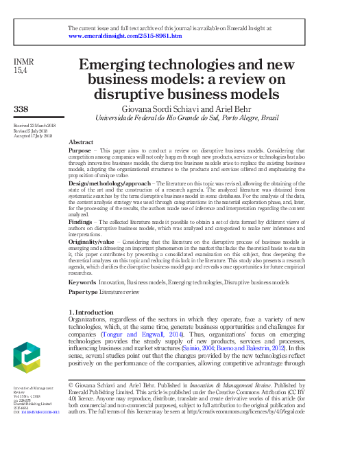 (PDF) Emerging technologies and new business models: a review on ...