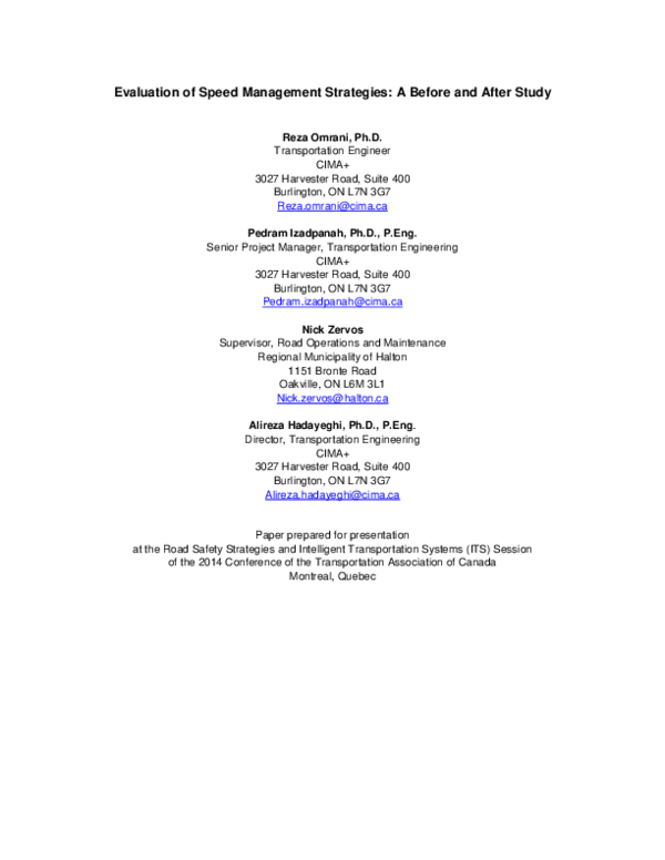 (PDF) Evaluation of Speed Management Strategies: A Before and After Study