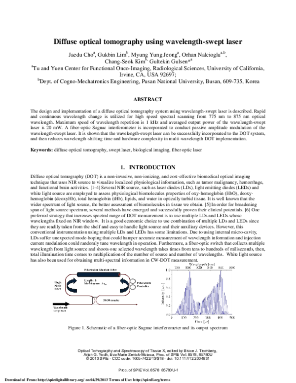 (PDF) Diffuse optical tomography using wavelength-swept laser | Orhan Nalcioglu - Academia.edu