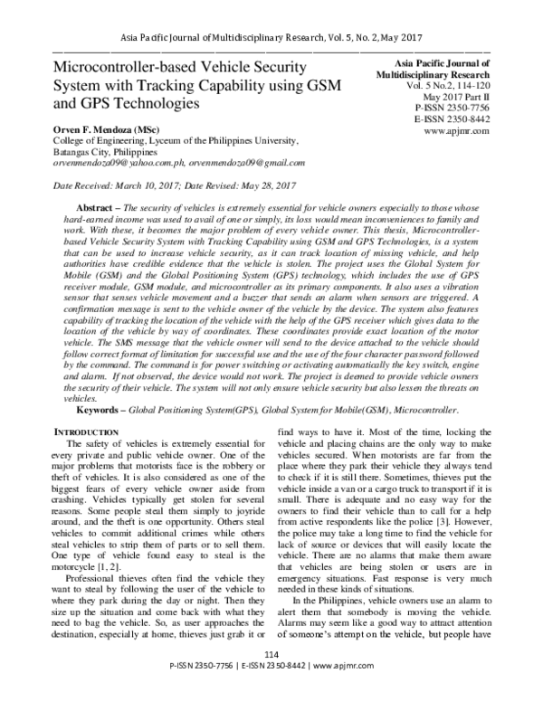 (PDF) Microcontroller-based Vehicle Security System with Tracking Capability using GSM and GPS ...