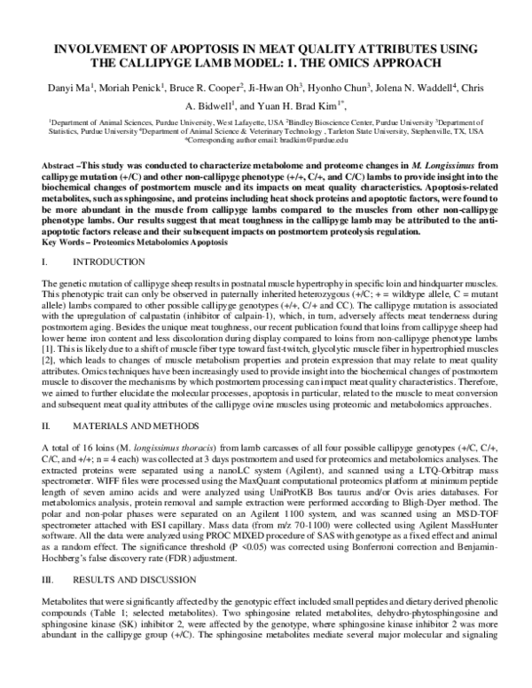 (PDF) Involvement of Apoptosis in Meat Quality Attributes Using the ...