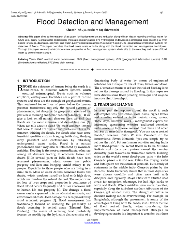 Pdf Flood Detection And Management