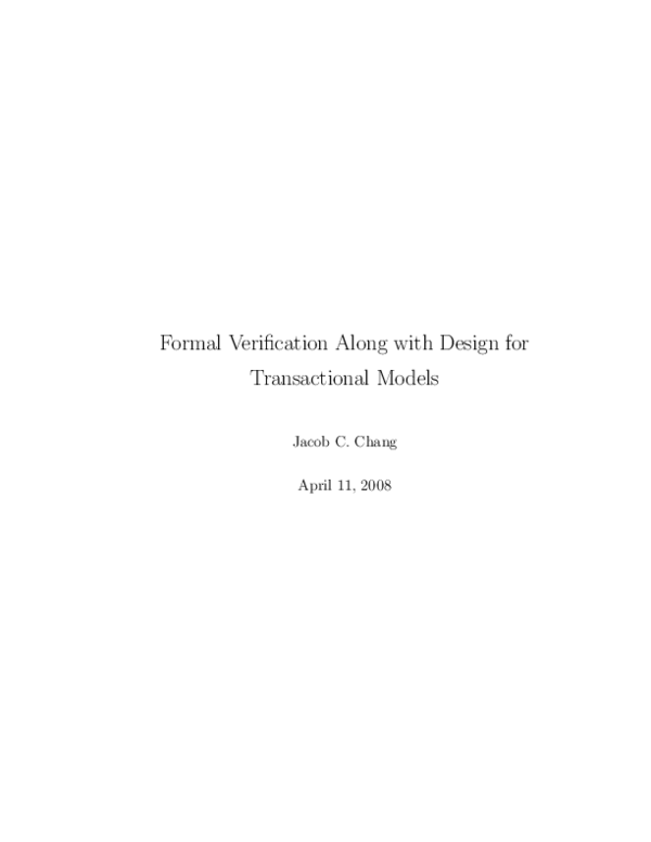 (PDF) Formal verification along with design for transactional models