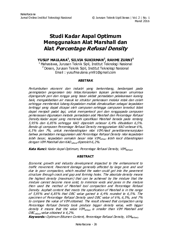 (PDF) Studi Kadar Aspal Optimum Menggunakan Alat Marshall dan Alat ...