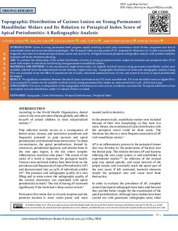 (PDF) Topographic Distribution of Carious Lesion on Young Permanent ...