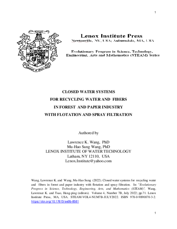 (PDF) CLOSED WATER SYSTEMS FOR RECYCLING WATER AND FIBERS IN FOREST AND ...