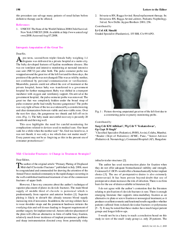 (PDF) Iatrogenic amputation of the great toe | Km Adhikari - Academia.edu