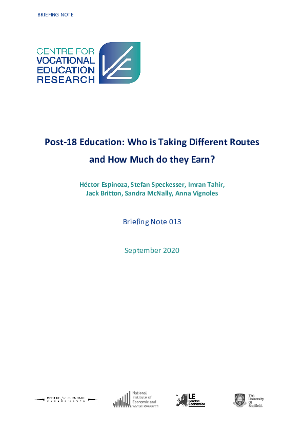 (PDF) Post-18 education – who is taking the different routes and how ...