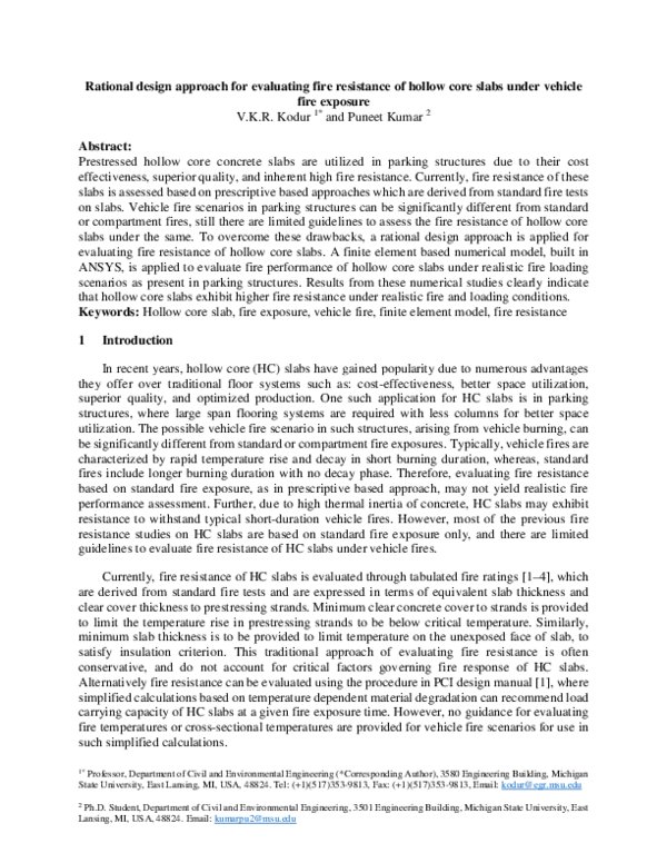 (PDF) Rational design approach for evaluating fire resistance of hollow ...