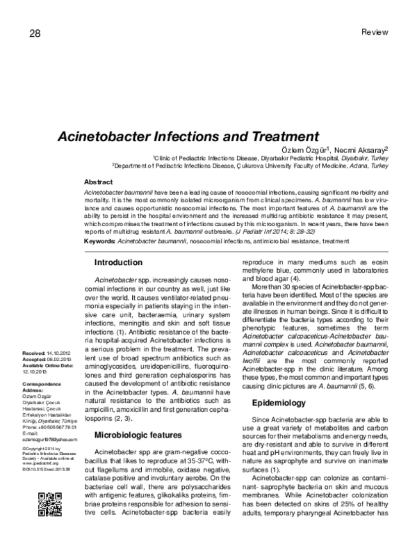 (PDF) Acinetobacter Infections and Treatment
