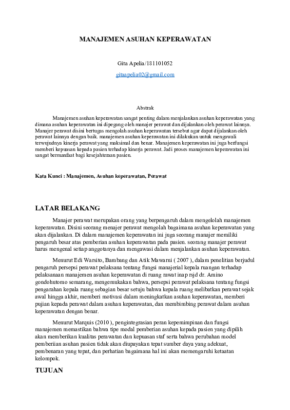 Manajemen Asuhan Keperawatan - Perumperindo.co.id