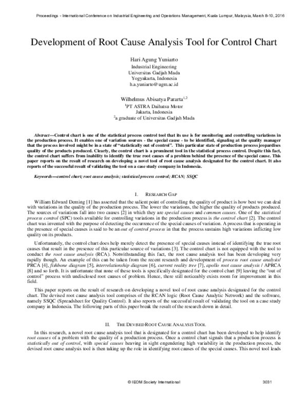 (PDF) Development of Root Cause Analysis Tool for Control Chart