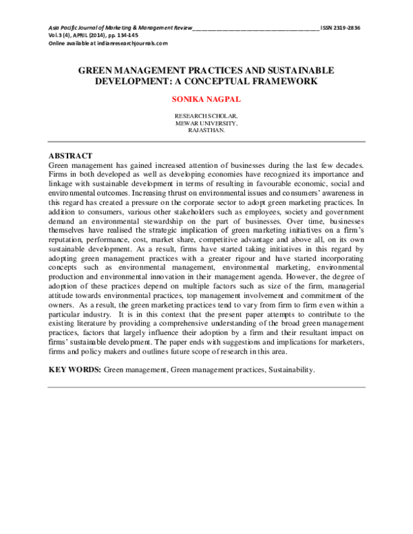 (PDF) Green Management Practices and Sustainable Development: A ...