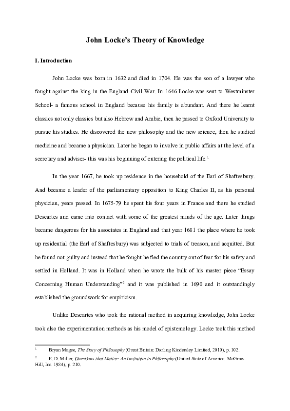 (DOC) John Locke's Theory of Knowledge