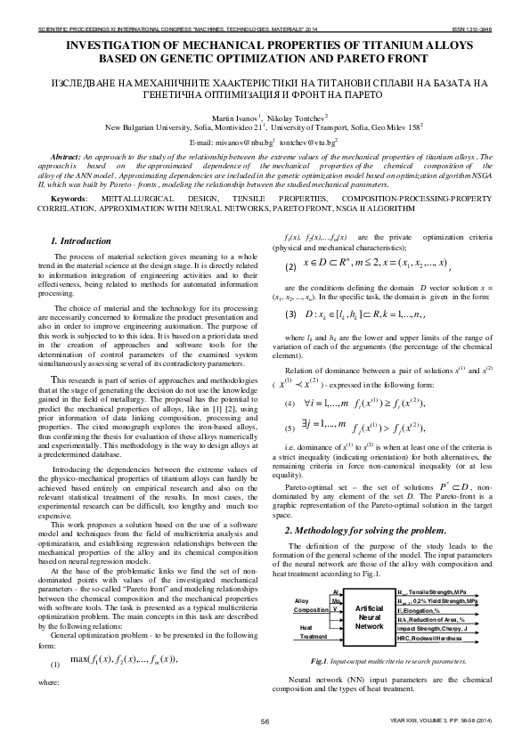 (PDF) Investigation of Mechanical Properties of Titanium Alloys Based on Genetic Optimization ...