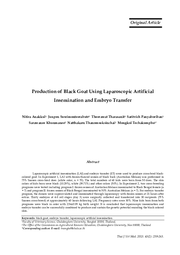 (PDF) Laparoscopic Methods for Producing Black Goats