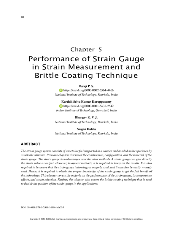 (PDF) Performance of Strain Gauge in Strain Measurement and Brittle Coating Technique