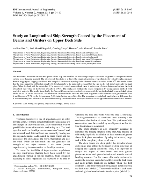 (PDF) Study on Longitudinal Ship Strength Caused by the Placement of ...